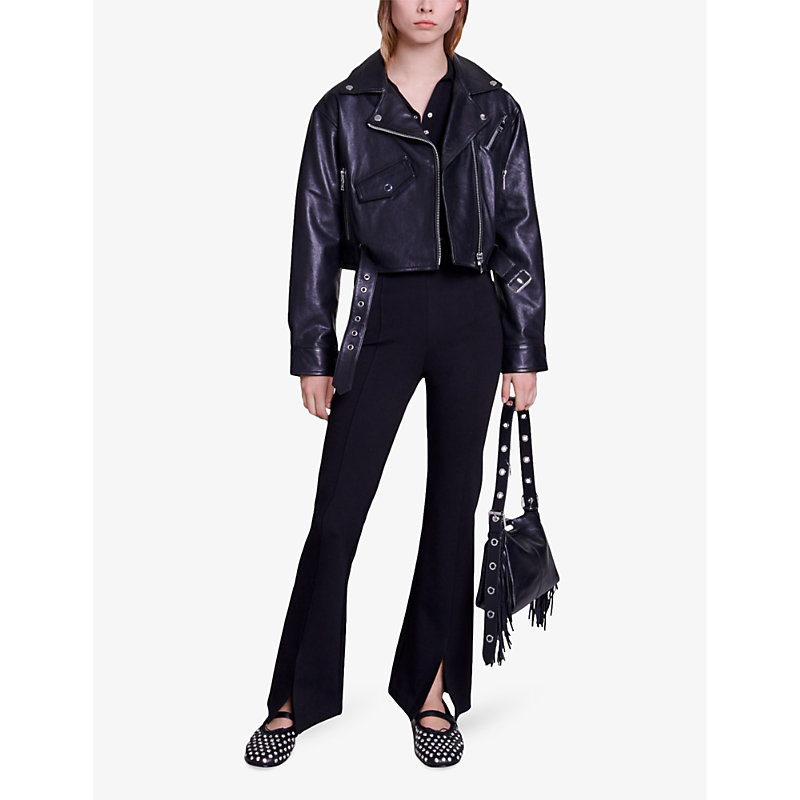 MAJE Flare-Leg High-Rise Stretch-Woven Trousers
